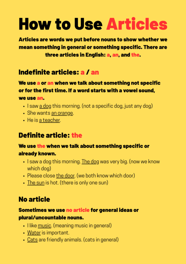 Definite and Indefinite Articles: A Simple Guide - TED IELTS
