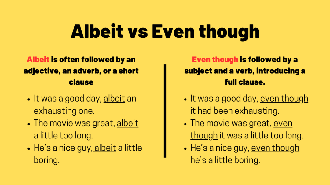 Albeit vs Even Though [English Grammar] - TED IELTS